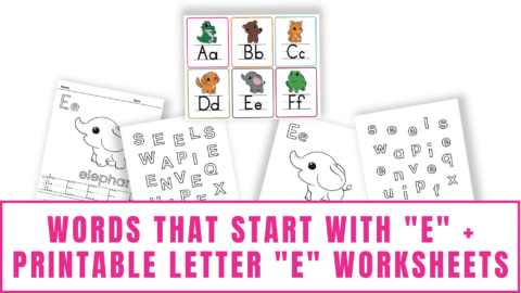 Letters of the Alphabet Printable Worksheets: Words that Start with E