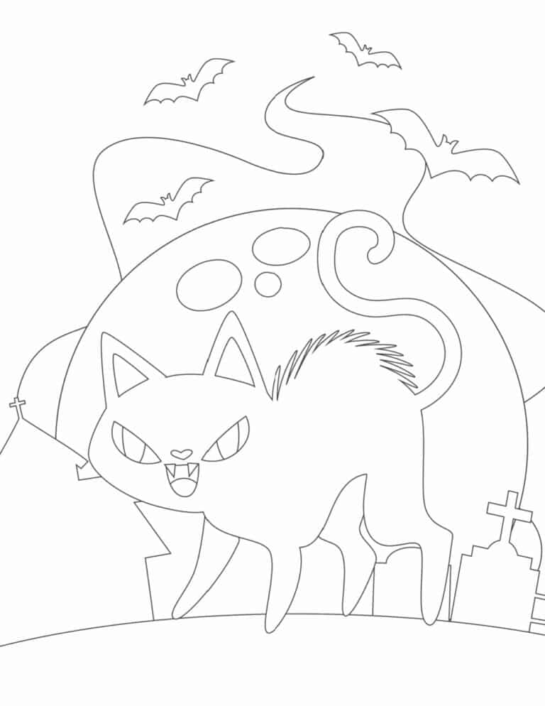 3 Free Printable Halloween Cat Coloring Pages