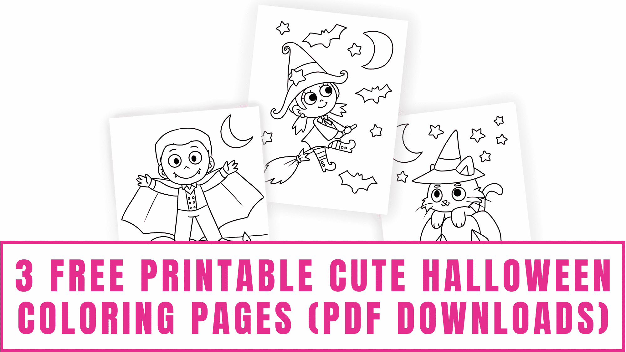 3 Free Printable Cute Halloween Coloring Pages PDF Downloads 