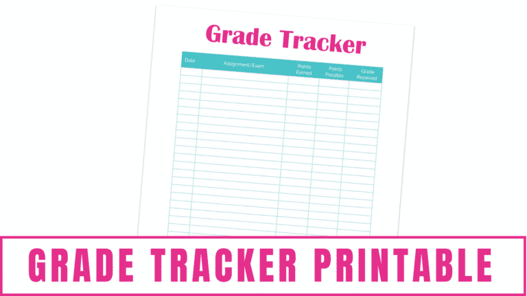 Grade Tracker Printable