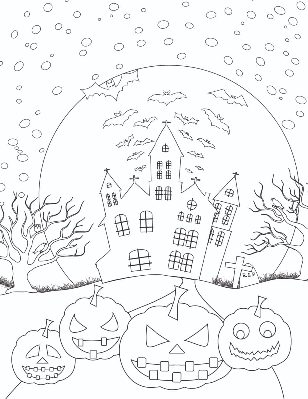 3 Halloween Coloring Pages for Adults (PDFs) - Freebie Finding Mom
