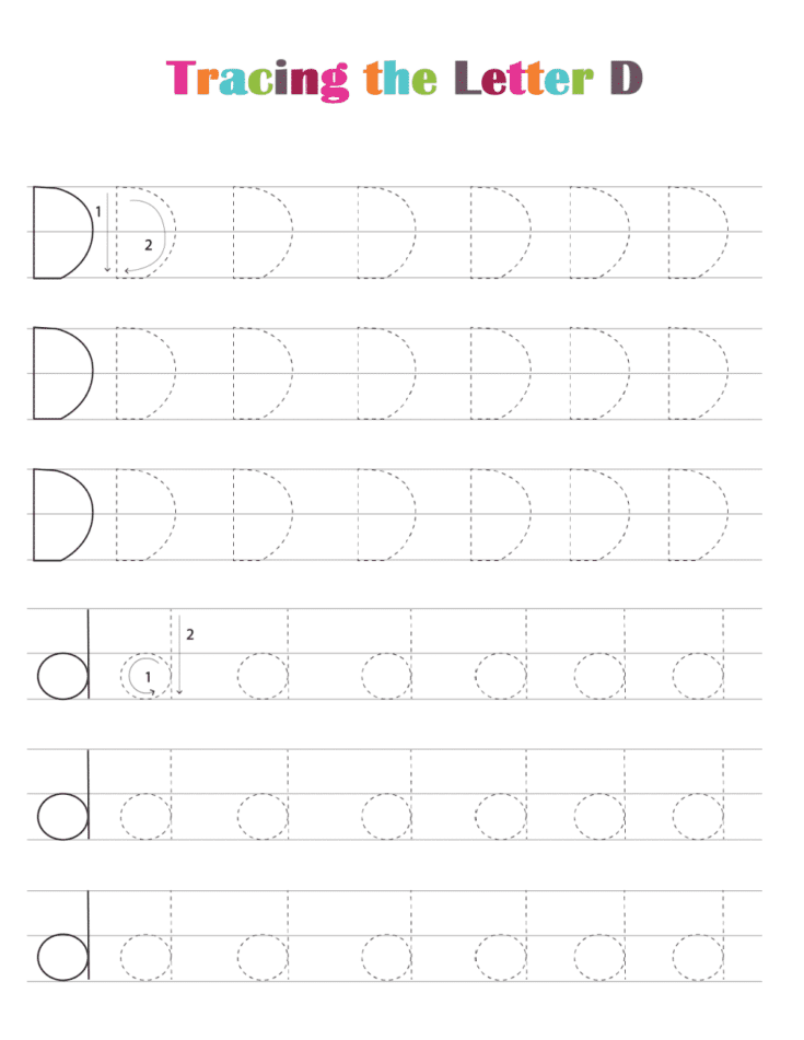 Free Printable Alphabet Tracing Worksheets PDF: Letter D