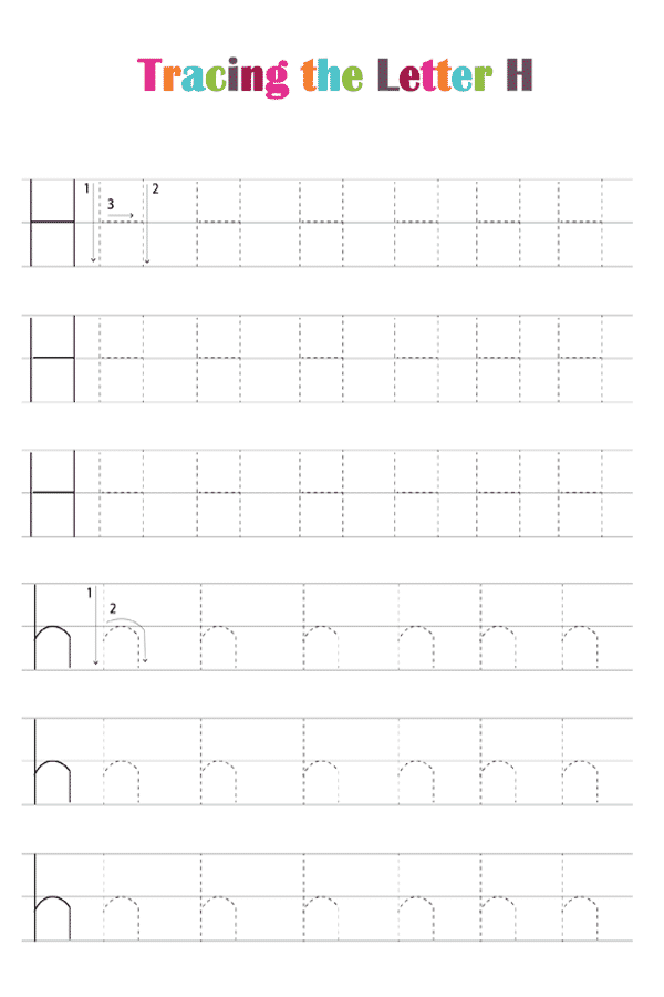 Free Printable Alphabet Tracing Worksheets PDF: Letter H