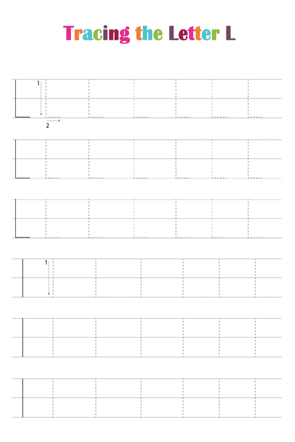 Free Printable Alphabet Tracing Worksheets PDF: Letter L