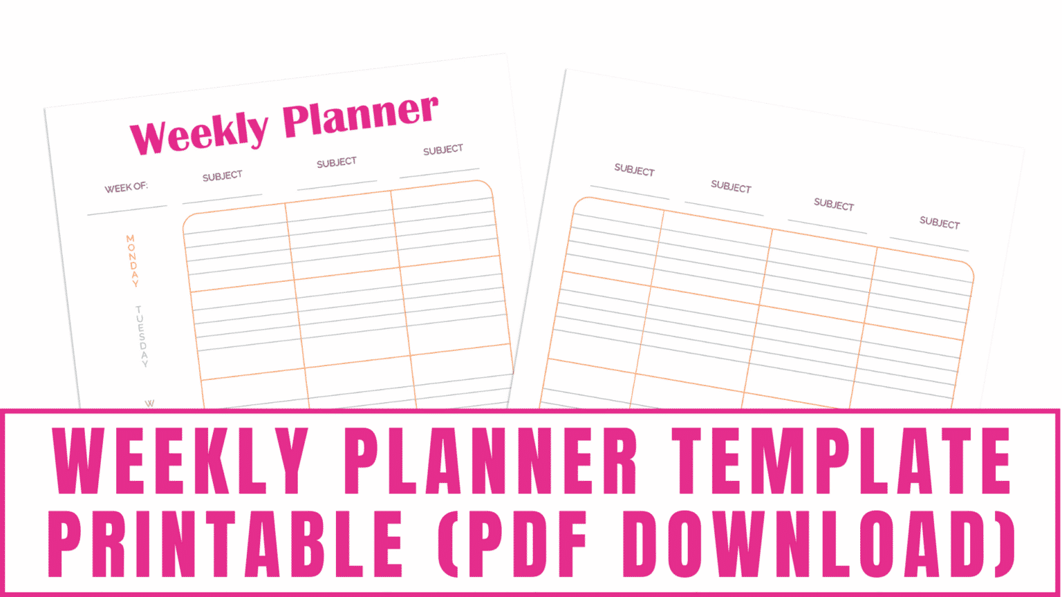 Weekly Planner Template Printable (PDF Download)