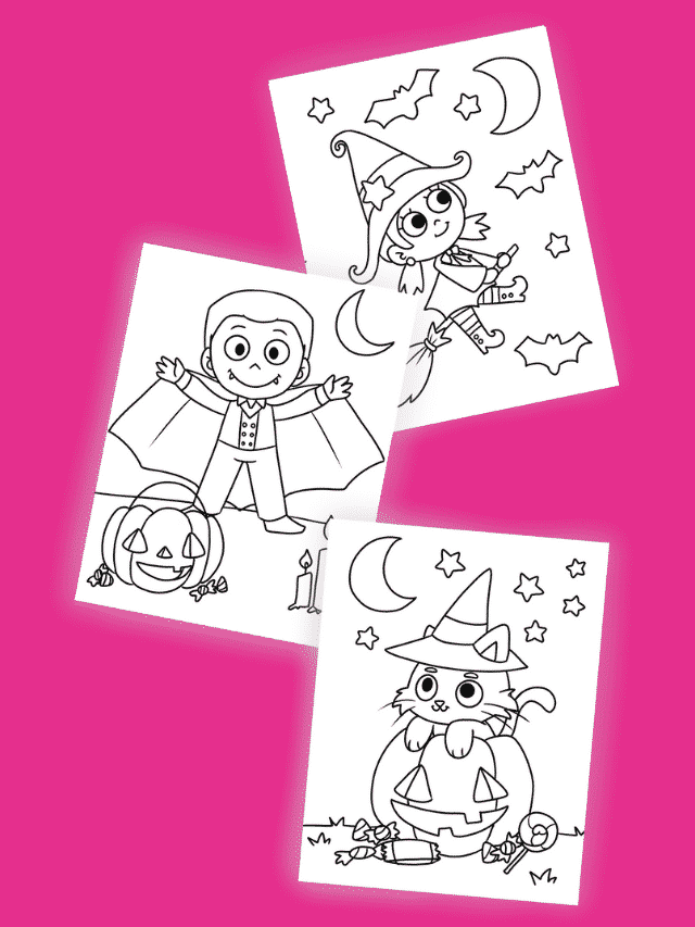 3 Free Printable Cute Halloween Coloring Pages (PDF Downloads) Story ...