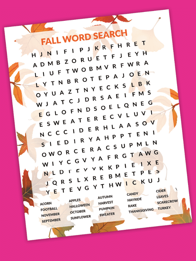 Free Fall Word Search Printable Story - Freebie Finding Mom