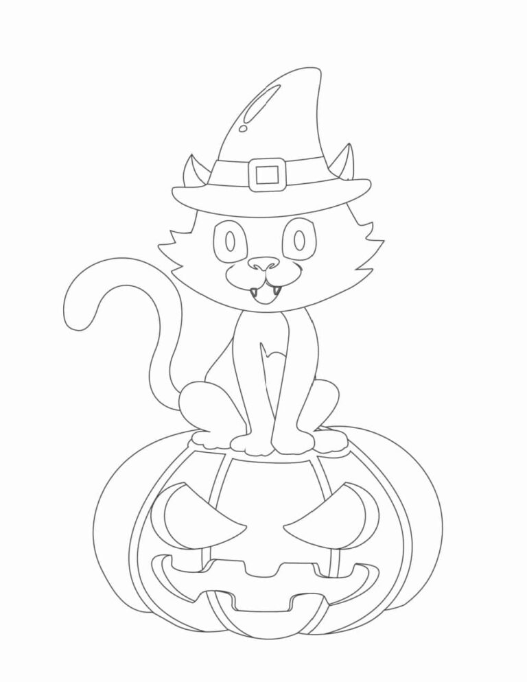 3 Free Printable Halloween Cat Coloring Pages