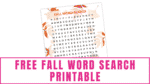 Free Fall Word Search Printable