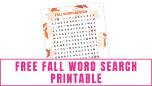 Free Fall Word Search Printable