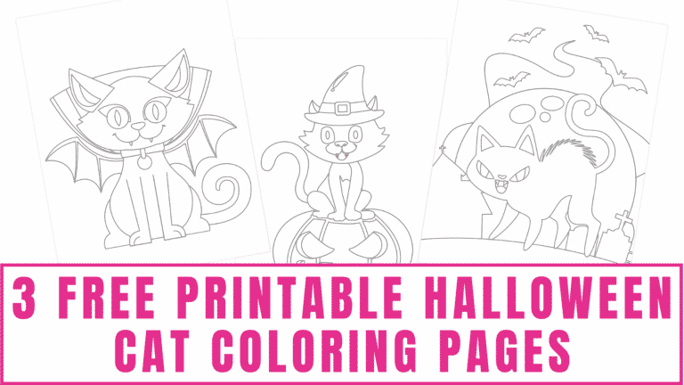 3 Free Printable Halloween Cat Coloring Pages