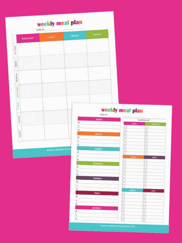 2 Printable Weekly Meal Planner Templates Story - Freebie Finding Mom