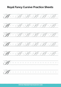 Free Royal Fancy Cursive Letters Practice Sheets - Freebie Finding Mom