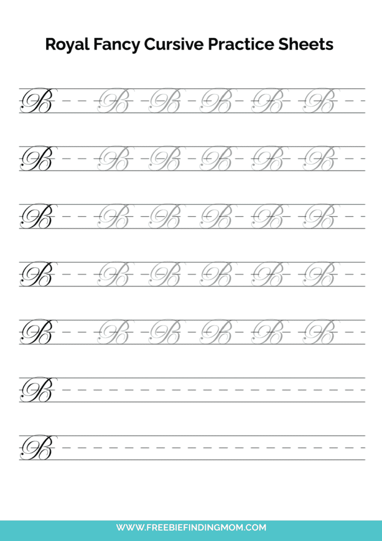 Free Royal Fancy Cursive Letters Practice Sheets Freebie Finding Mom