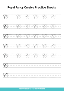 Free Royal Fancy Cursive Letters Practice Sheets - Freebie Finding Mom