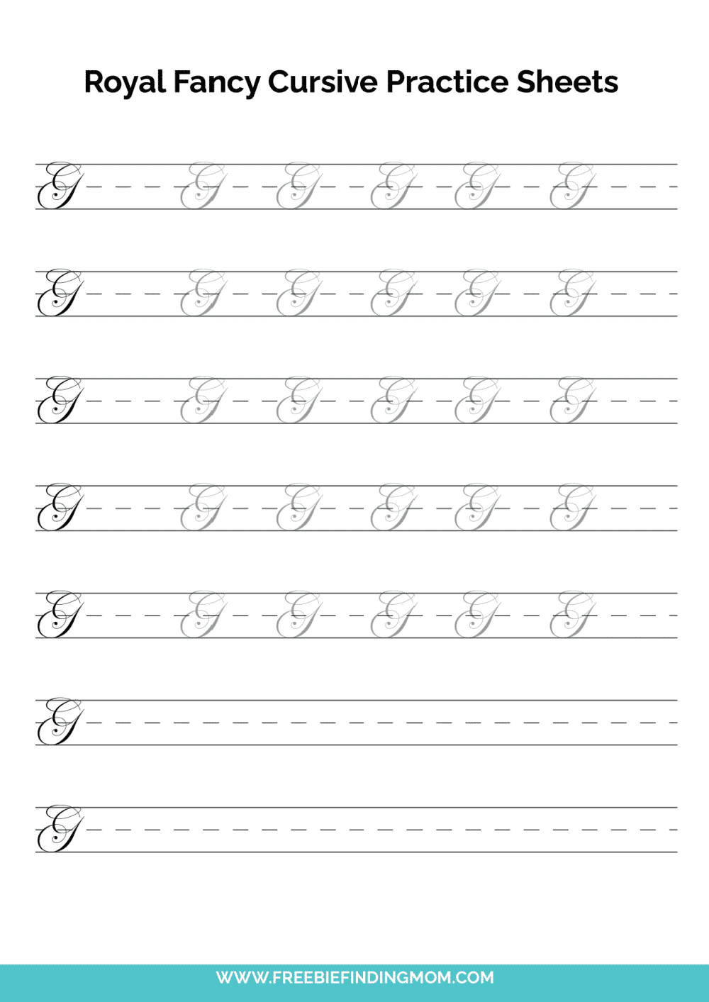 Free Royal Fancy Cursive Letters Practice Sheets - Freebie Finding Mom