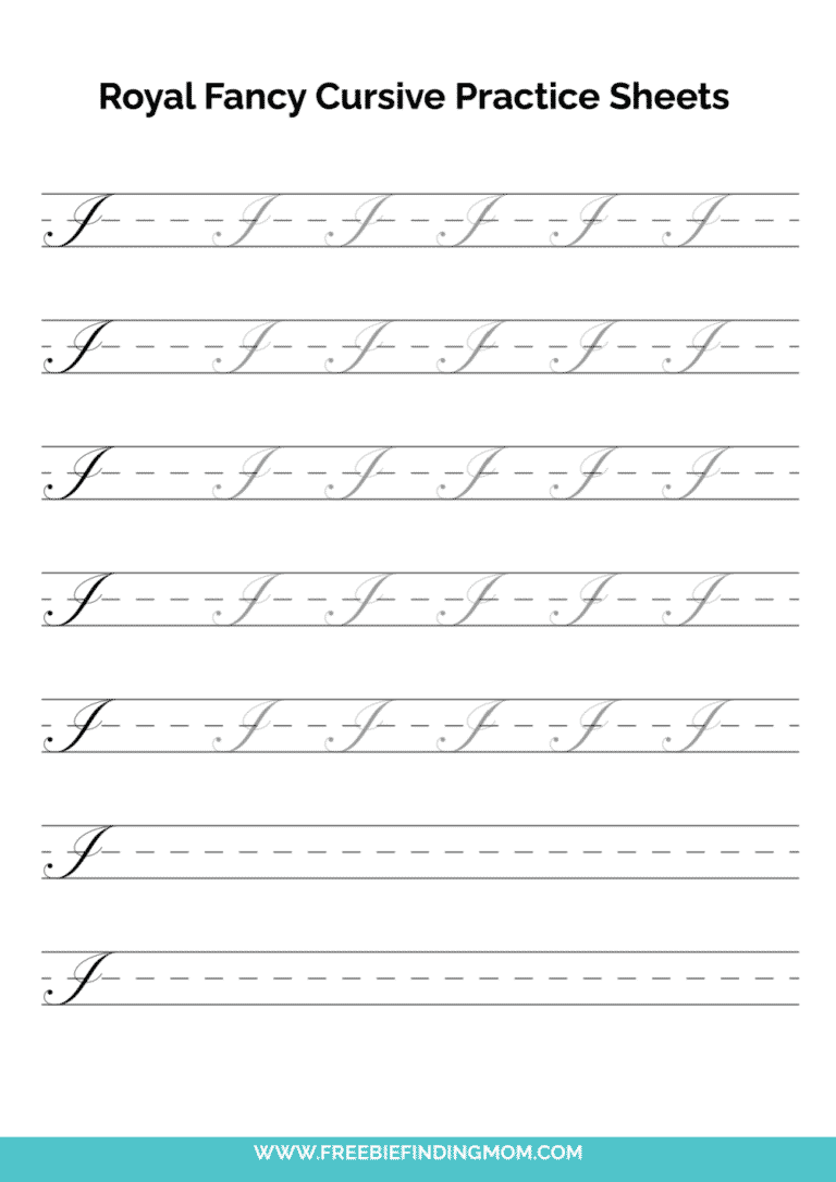 Free Royal Fancy Cursive Letters Practice Sheets - Freebie Finding Mom