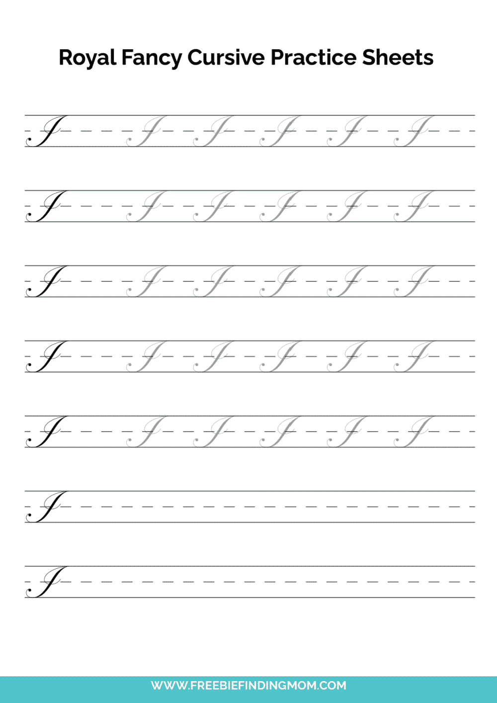 Printable Cursive Alphabet Practice Sheets: Royal Fancy Capital I