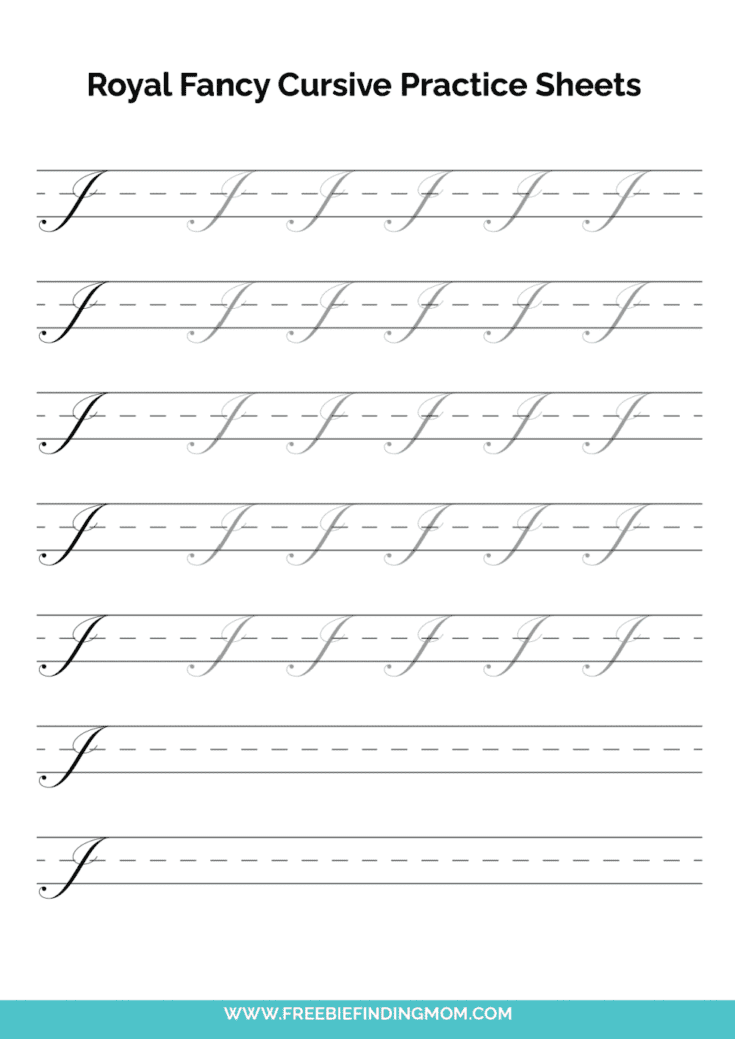 Free Royal Fancy Cursive Letters Practice Sheets - Freebie Finding Mom