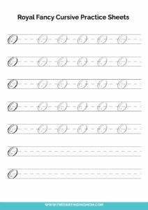 Printable Cursive Alphabet Practice Sheets: Royal Fancy Capital O