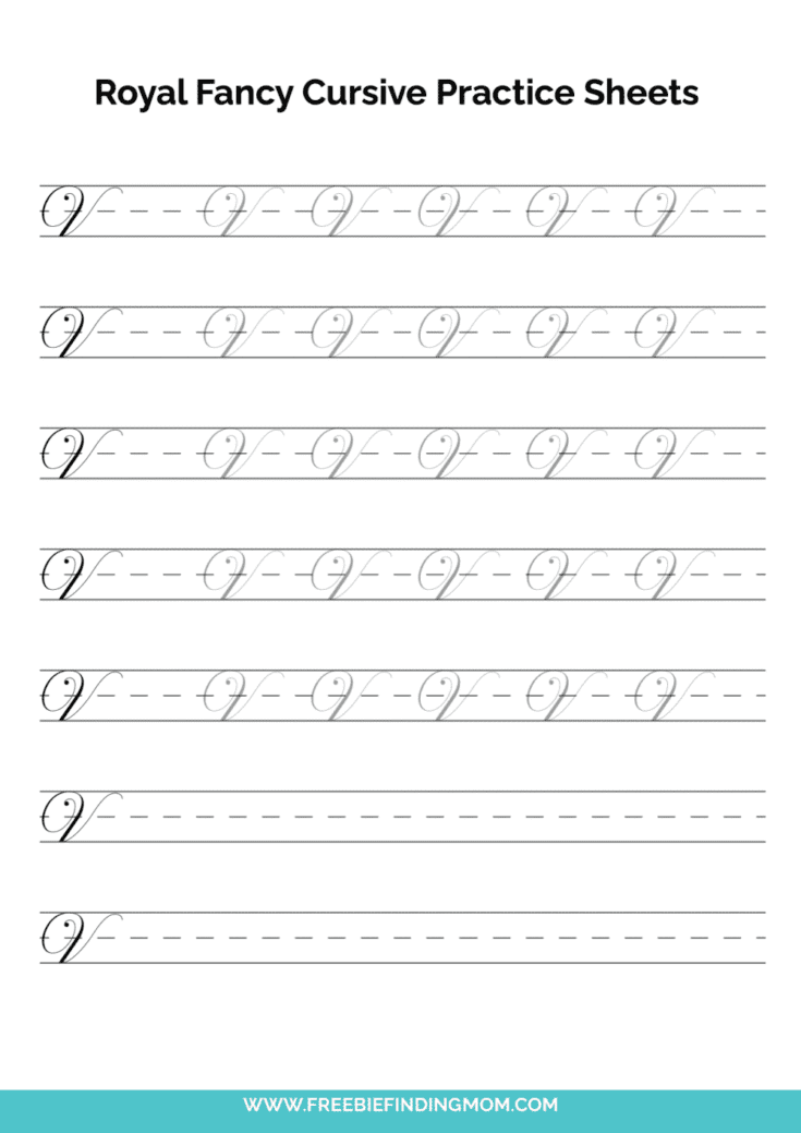Printable Cursive Alphabet Practice Sheets: Royal Fancy Capital V