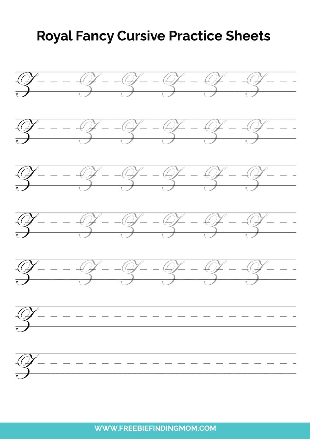 Printable Cursive Alphabet Practice Sheets: Royal Fancy Capital Z