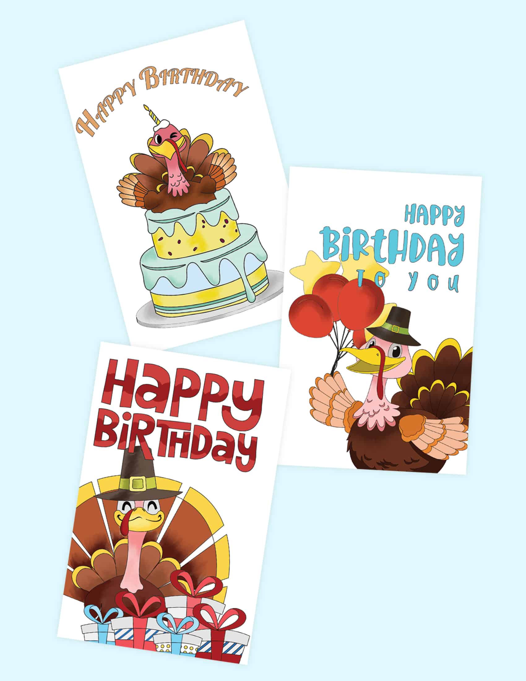 3 Free Printable Happy Thanksgiving Birthday Cards