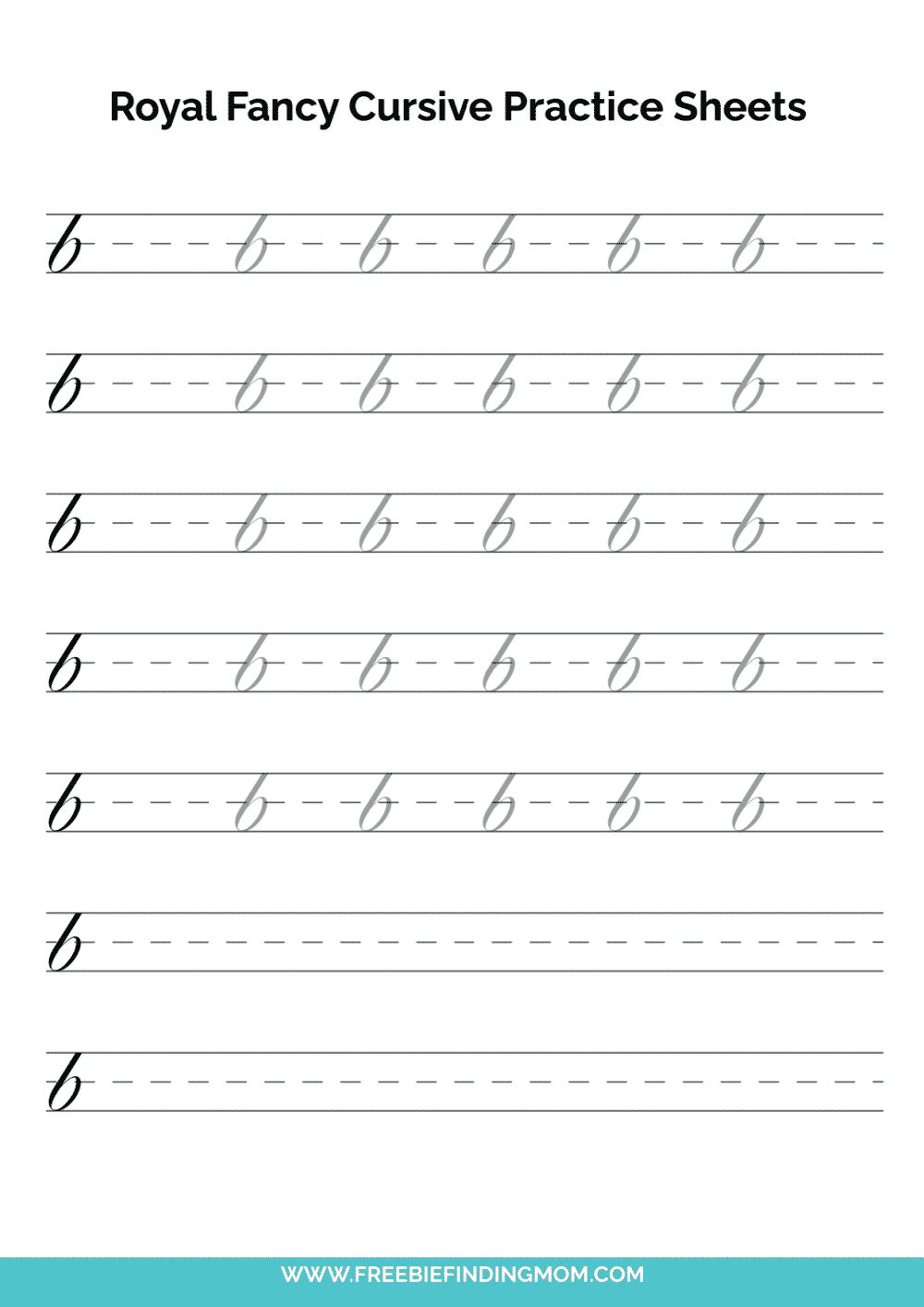 Printable Cursive Alphabet Practice Sheets: Royal Fancy Lowercase B