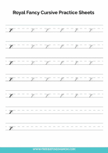 Printable Cursive Alphabet Practice Sheets: Royal Fancy Lowercase R