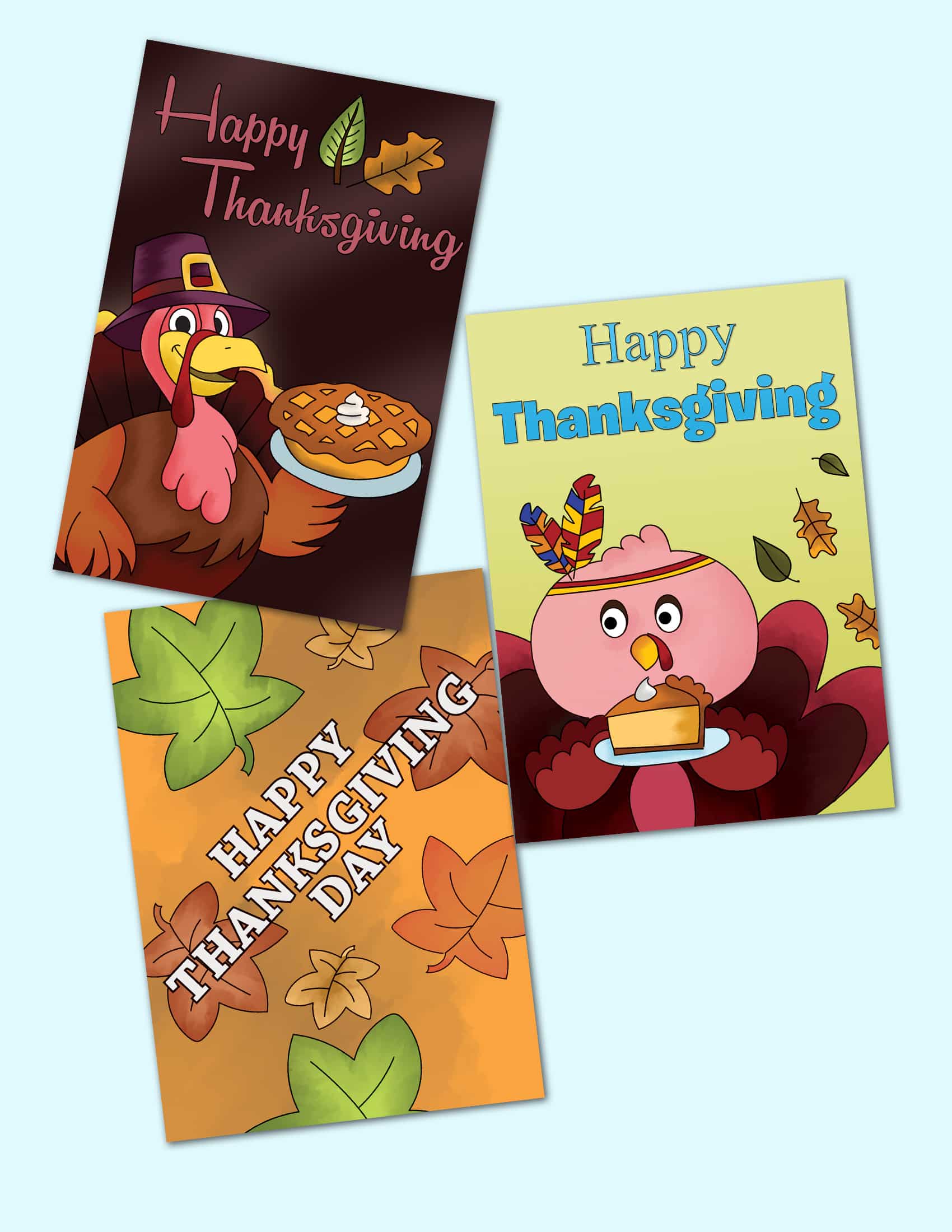 3 Free Printable Happy Thanksgiving Cards