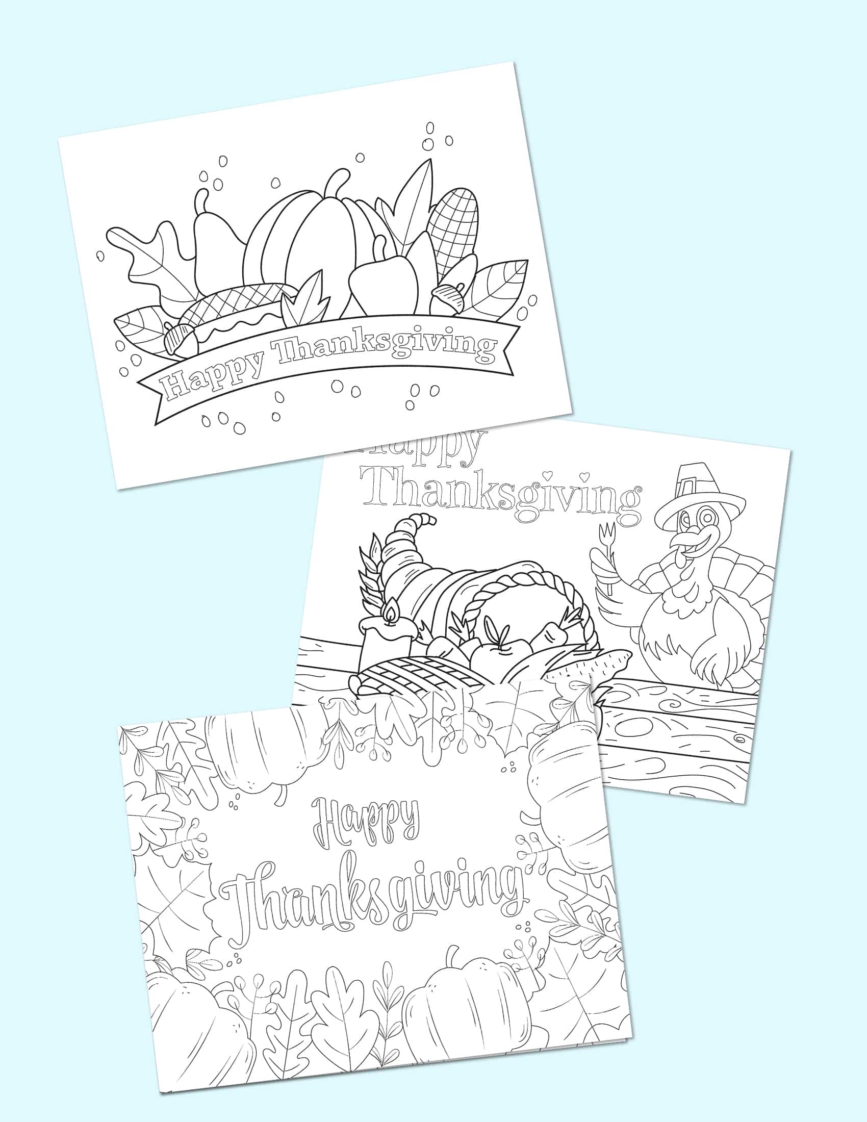 3 Printable Happy Thanksgiving Coloring Pages - Freebie Finding Mom