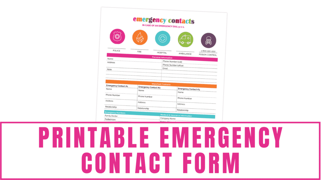 Printable Emergency Contact List Template