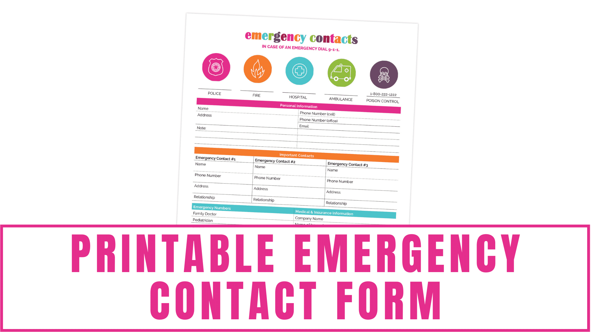 Printable Emergency Contact Form Freebie Finding Mom