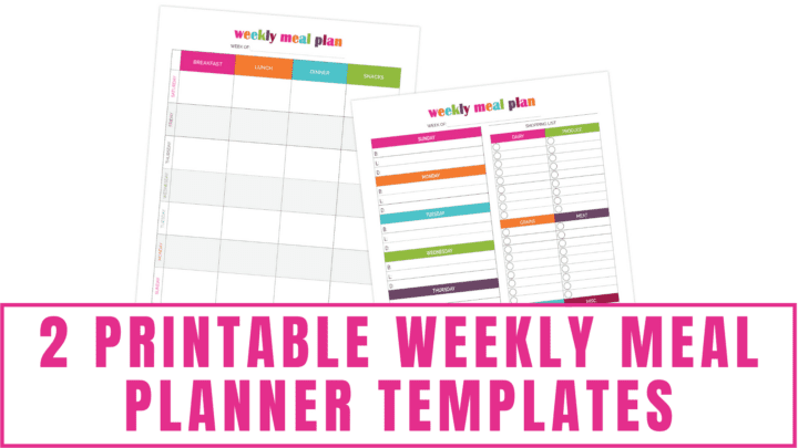 2 Printable Weekly Meal Planner Templates