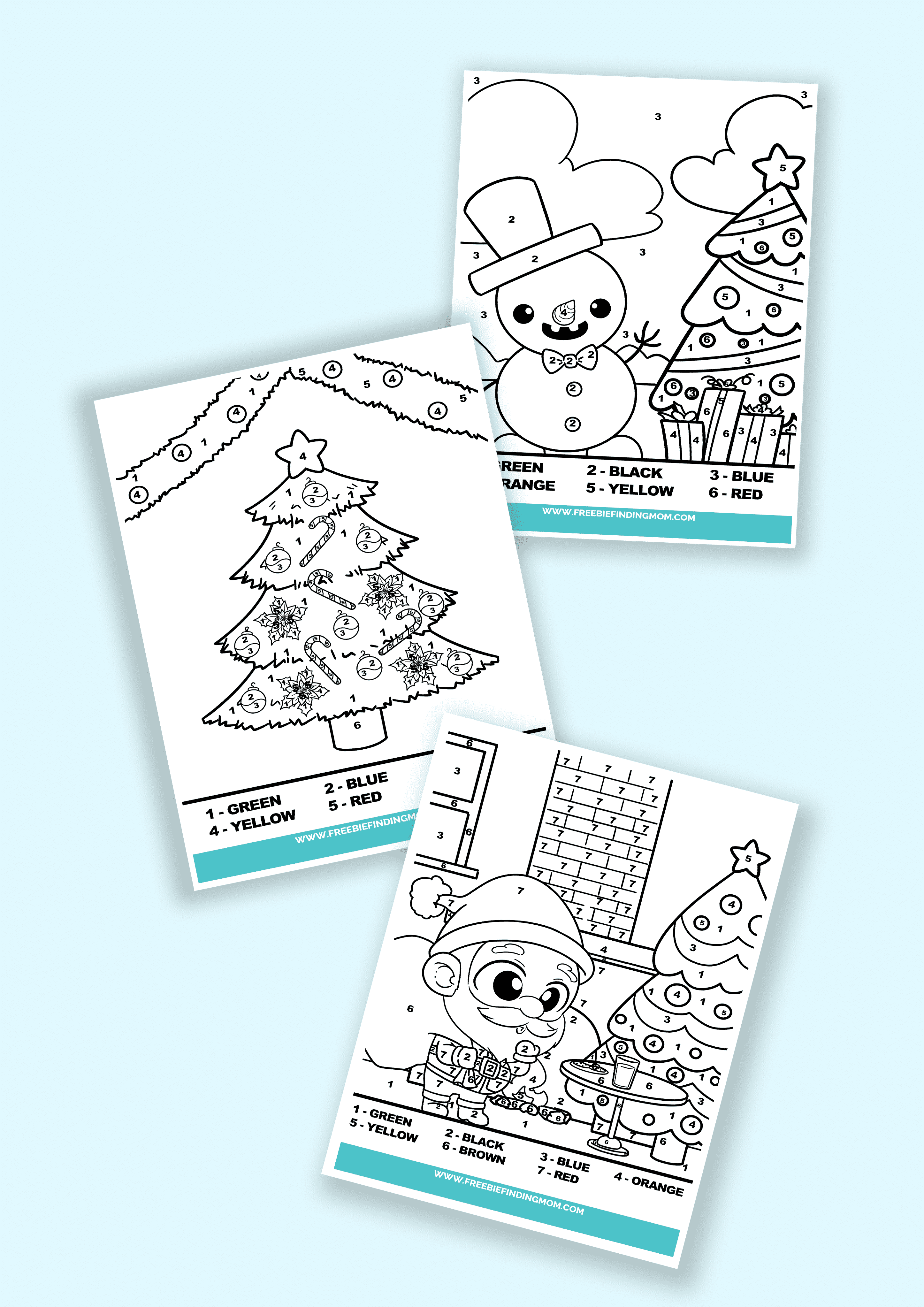 3 Free Christmas Color by Number Printables