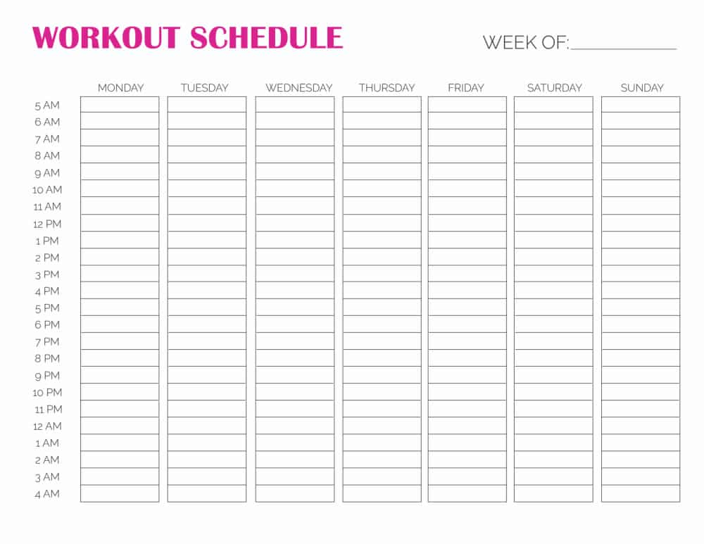 Printable Workout Planner Template Kayaworkout co