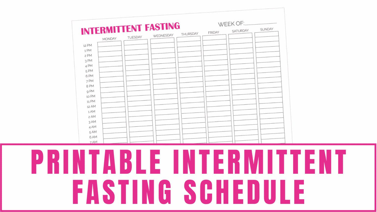 Printable Intermittent Fasting Schedule