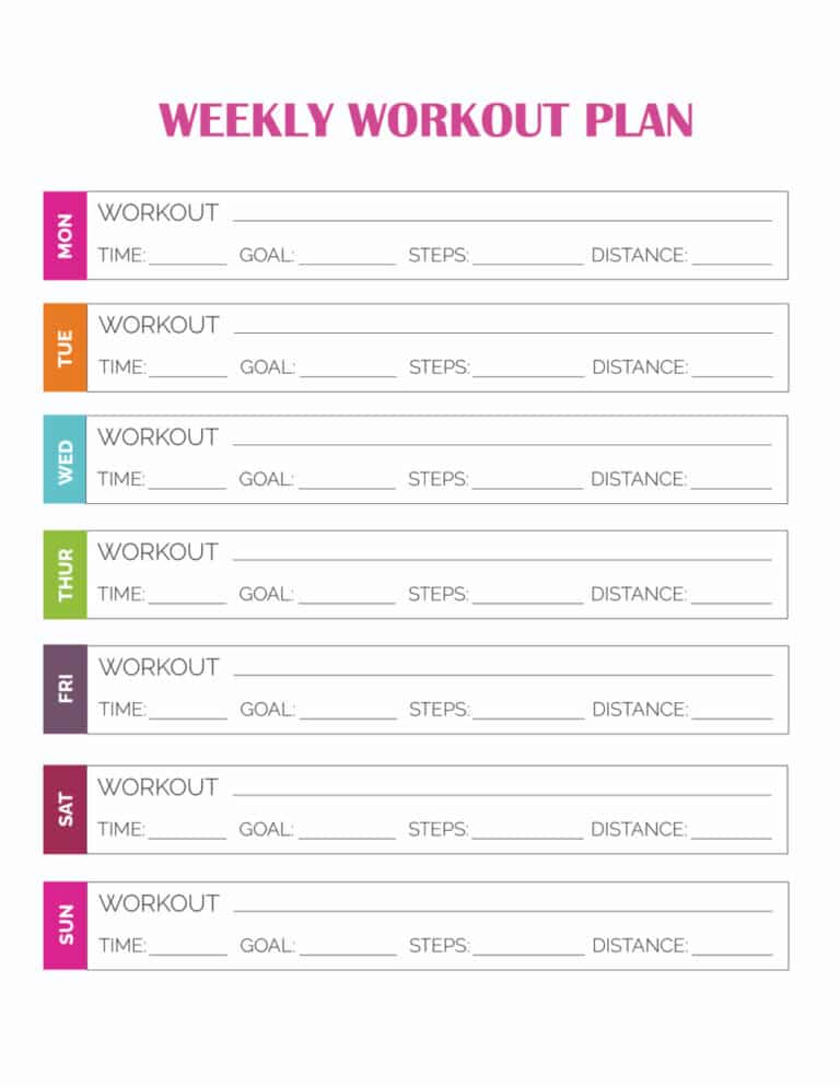 Weekly Workout Plan for Men and Women - Freebie Finding Mom