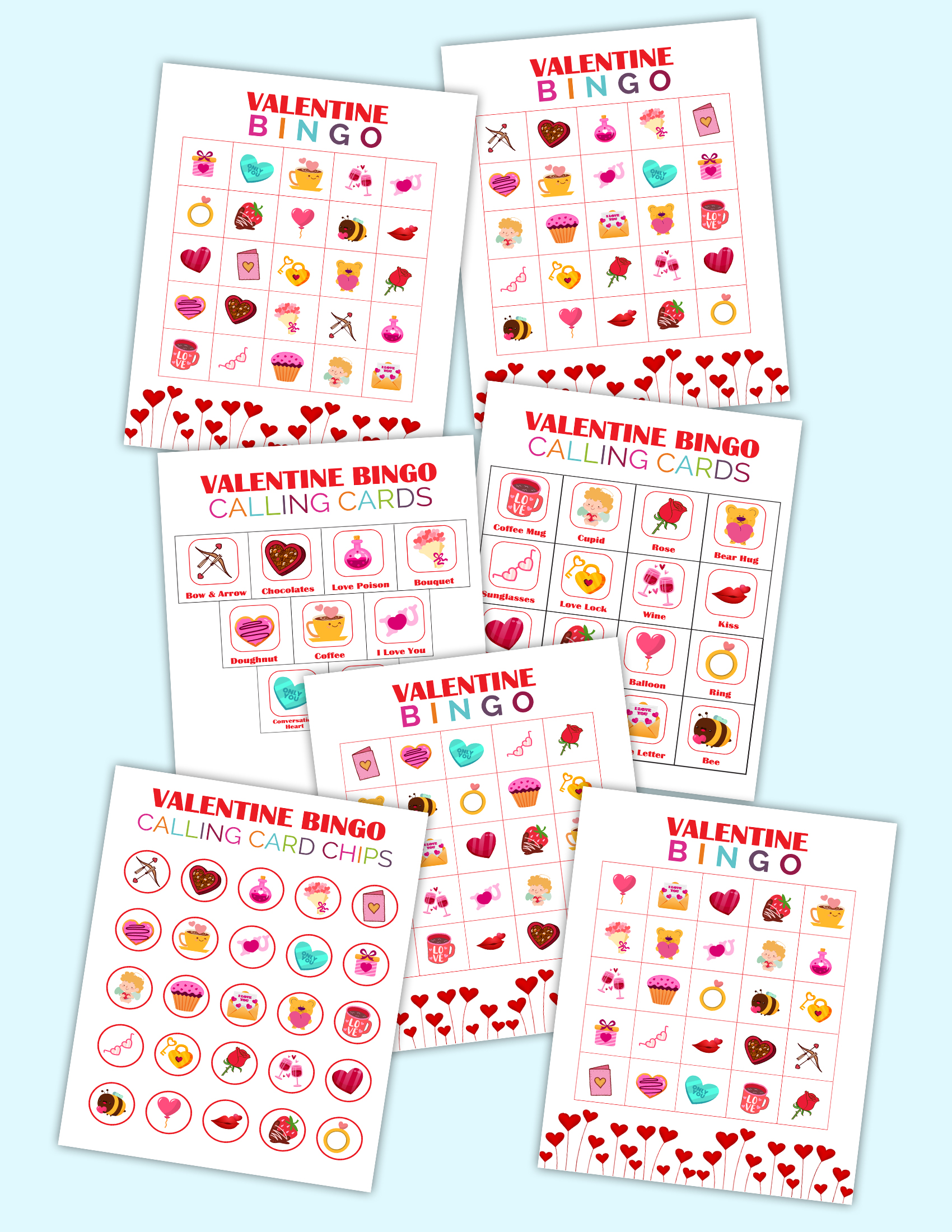 Printable Valentines Bingo Cards Valentine Bingo Game 60 Printable