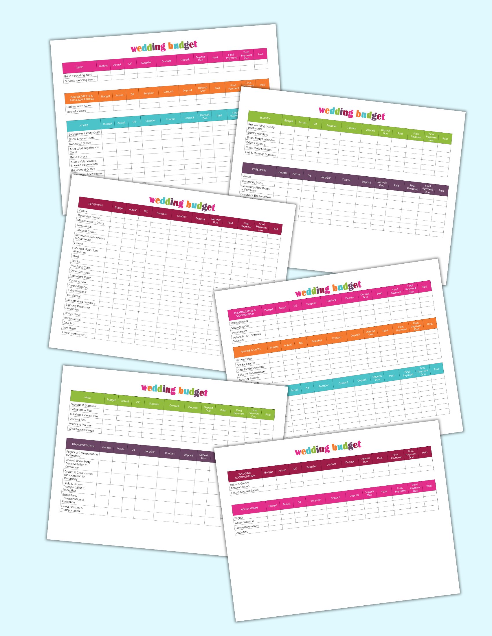 Wedding Log Printable