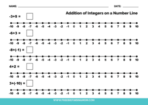 7 Free Integer Number Line Printables - Freebie Finding Mom