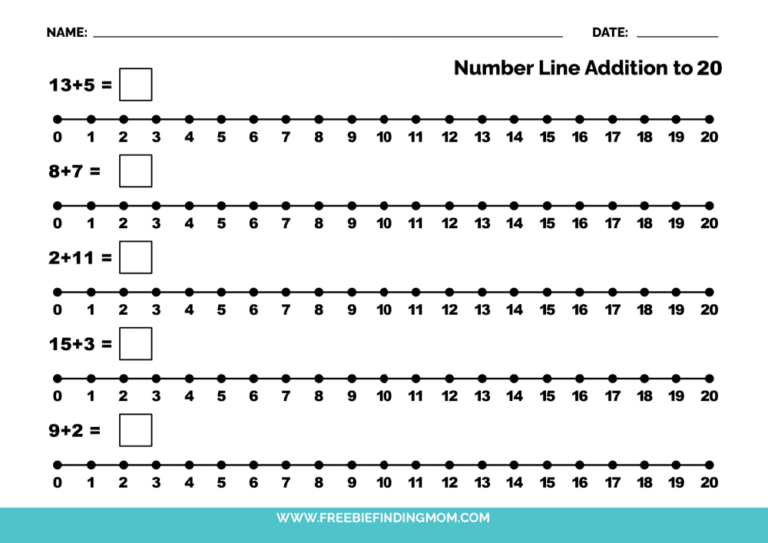 Free Printable Number Line to 20 PDFs - Freebie Finding Mom
