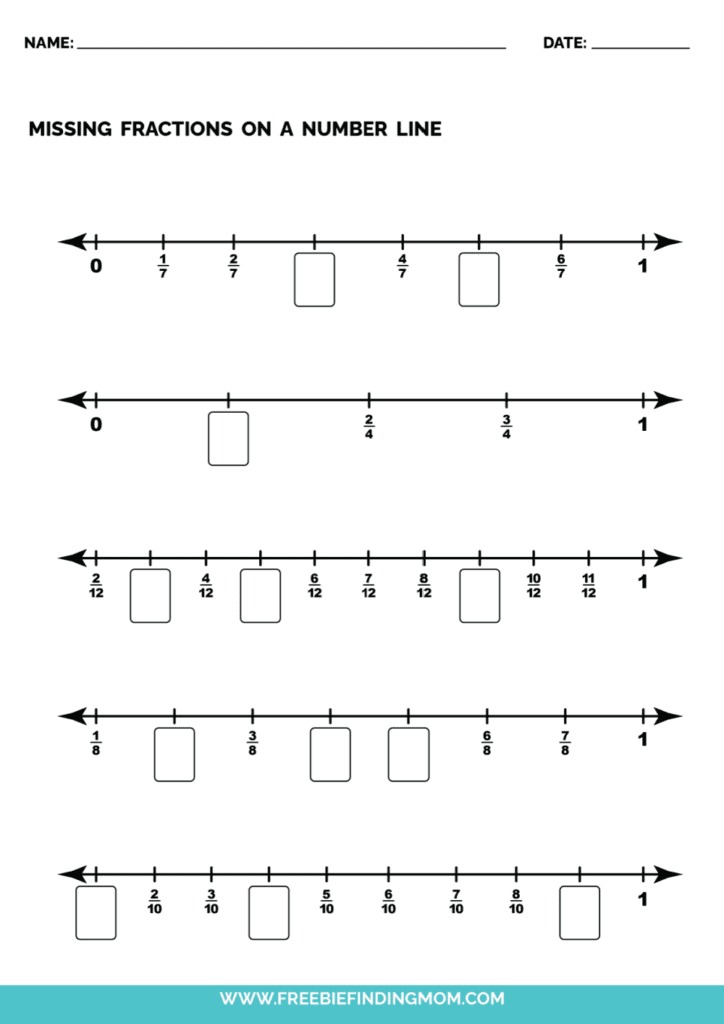 4 Free Printable Fractions Number Line PDFs - Freebie Finding Mom