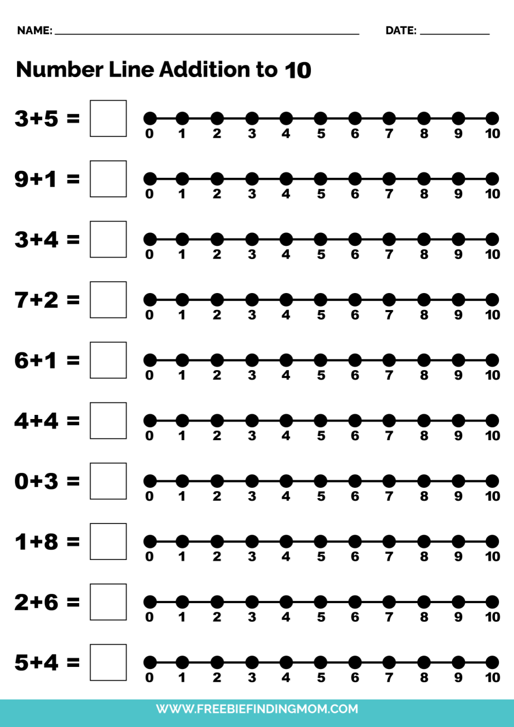Free Printable Number Line To 10 Worksheet Freebie Finding Mom