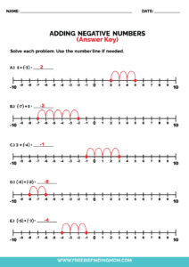3 Free Negative Number Line PDFs + Worksheets - Freebie Finding Mom
