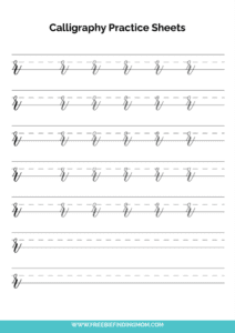 Free Printable Calligraphy Practice Sheets for Beginner: Lowercase R