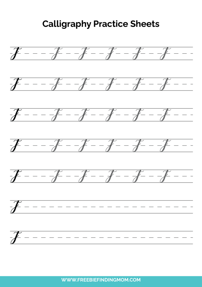 Free Calligraphy Practice Sheets Printable for Beginners: Capital F
