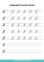 Free Calligraphy Practice Sheets Printable for Beginners: Capital H