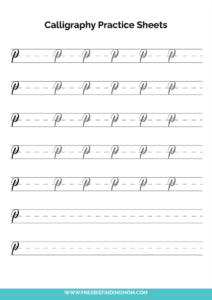 Free Calligraphy Practice Sheets Printable for Beginners: Capital P