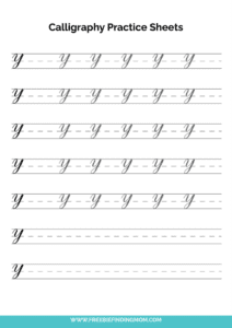 Free Calligraphy Practice Sheets Printable for Beginners: Capital Y